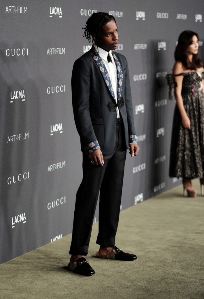 SPOTTED: ASAP Rocky In Gucci Suit + Fur Loafers at 2016 LACMA Art ...