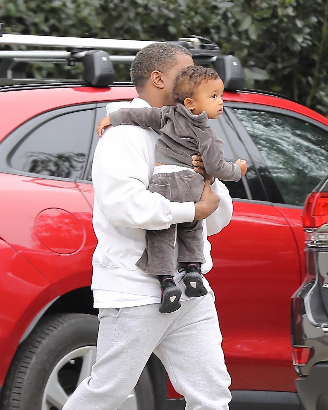 SPOTTED: Kanye West Wearing Champion Joggers and Yeezy Season Calabasas ...